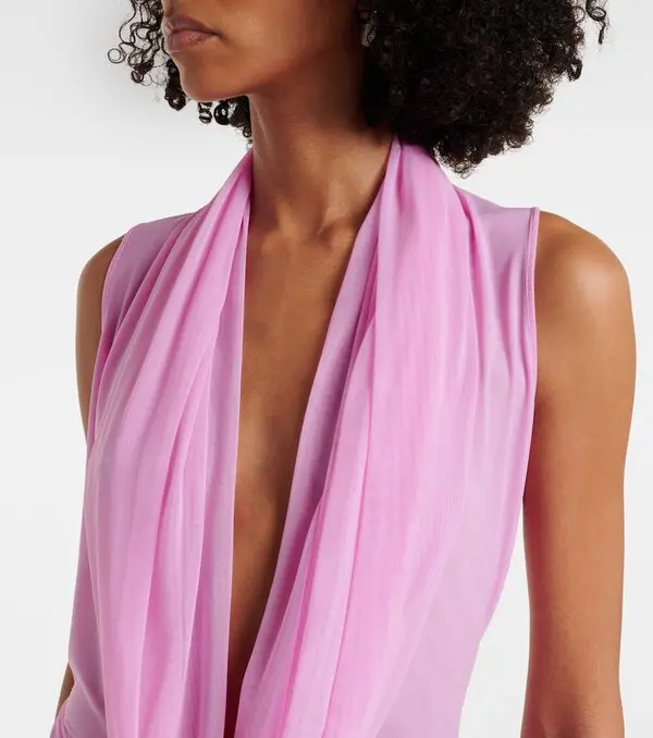 David Koma Sleeveless Semi-sheer Draped Gown