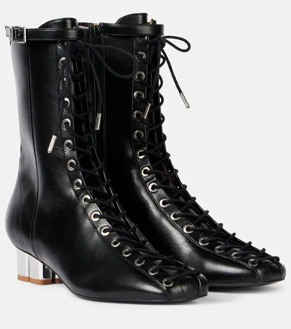 GANNI Lace-up Ankle Boots - Black