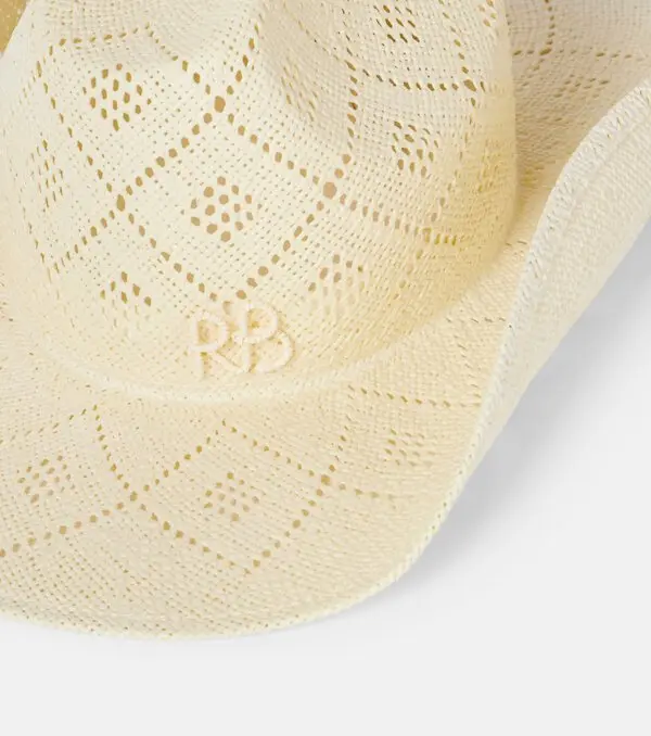 Ruslan Baginskiy Logo Straw Cowboy Hat - White