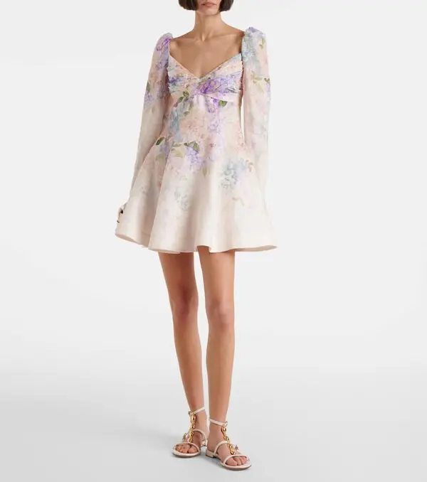 Zimmermann Dawning Floral Linen Minidress