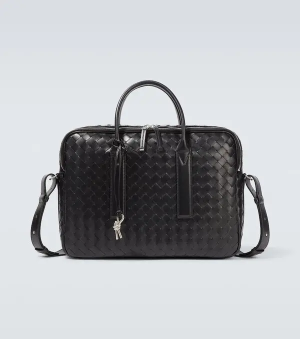 Bottega Veneta Getaway Intrecciato Briefcase - Black