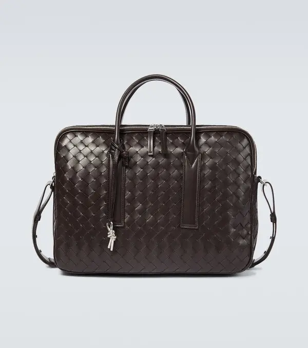 Bottega Veneta Intrecciato Leather Briefcase - Black