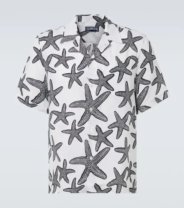Vilebrequin Printed Linen Bowling Shirt - White