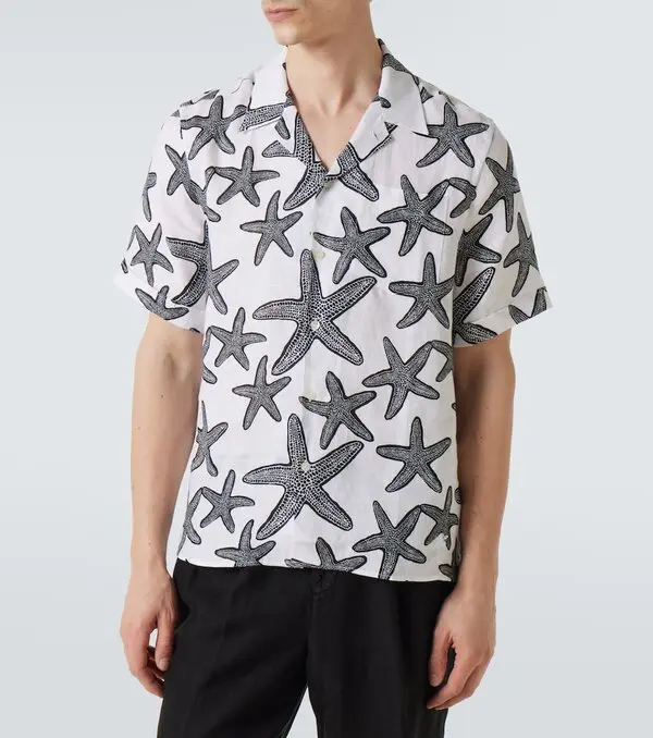 Vilebrequin Printed Linen Bowling Shirt - White