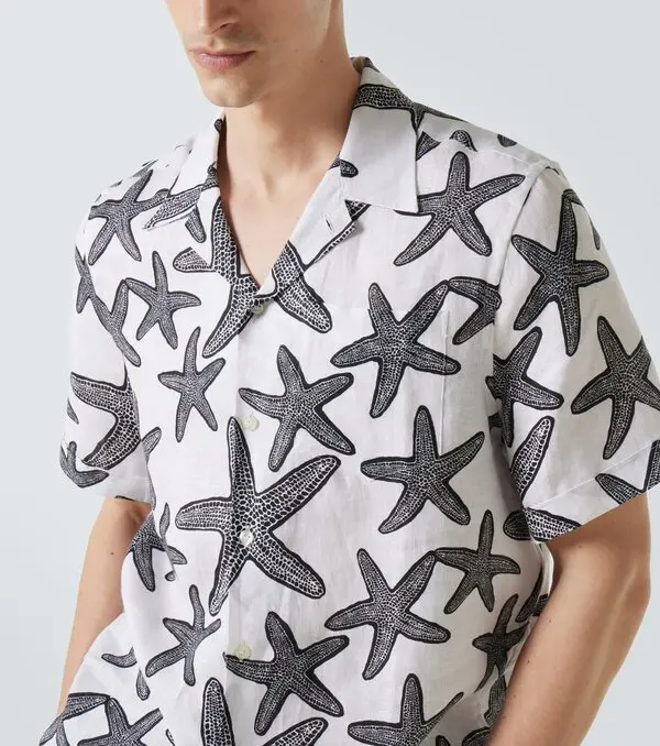 Vilebrequin Printed Linen Bowling Shirt - White