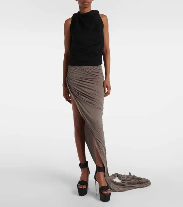 Rick Owens Edfu Cotton Maxi Skirt - Grey