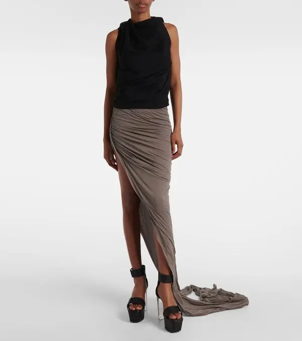 Rick Owens Edfu Cotton Maxi Skirt - Grey