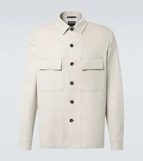 Zegna Linen, Wool, And Silk-blend Overshirt - Brown