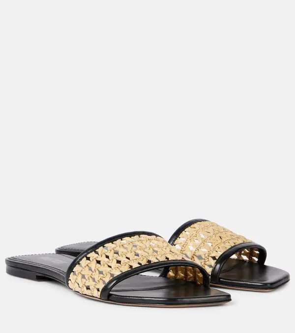 Paris Texas Ava 50 Leather-trimmed Mules - Black
