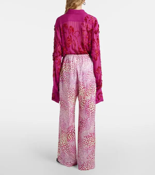 Dries Van Noten Jacquard Wide-leg Pants