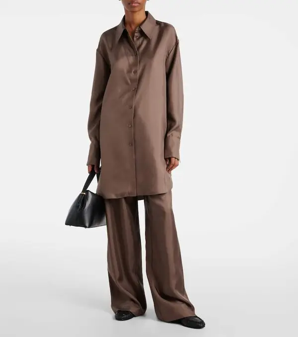RÓHE Silk Button-up Shirt - Brown