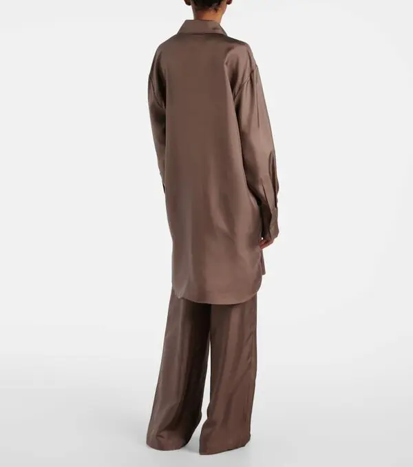 RÓHE Silk Button-up Shirt - Brown