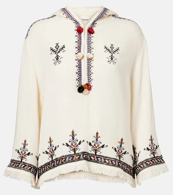 MARANT ETOILE Kameya Embroidered Hooded Top - White