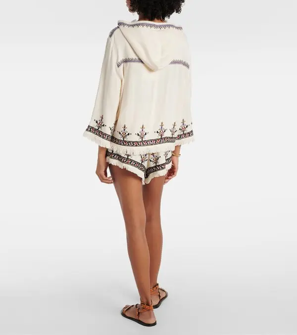 MARANT ETOILE Kameya Embroidered Hooded Top - White