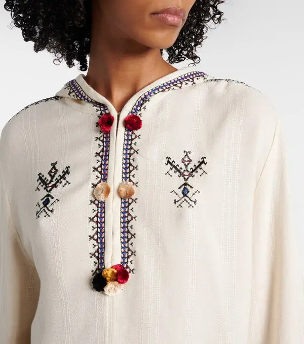 MARANT ETOILE Kameya Embroidered Hooded Top - White