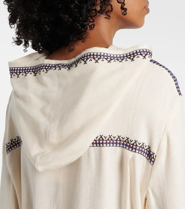 MARANT ETOILE Kameya Embroidered Hooded Top - White