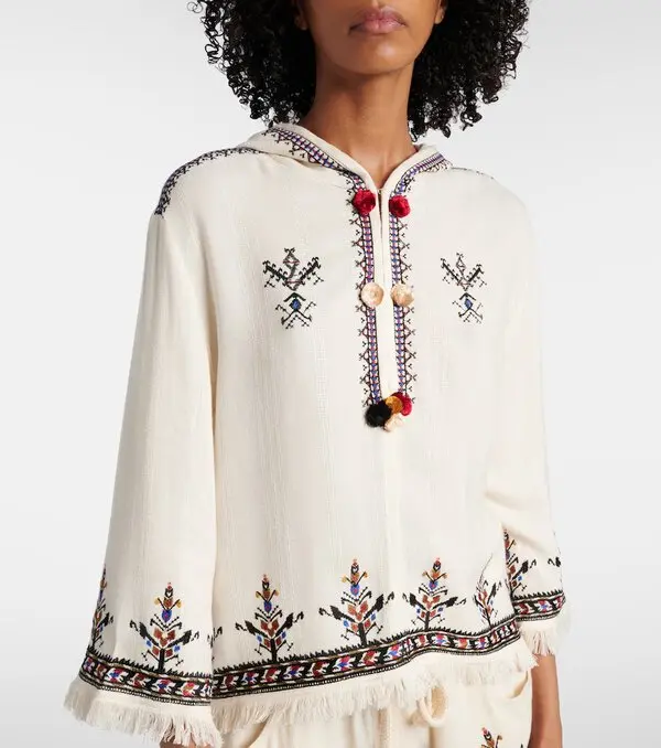 MARANT ETOILE Kameya Embroidered Hooded Top - White