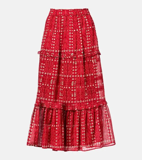 MARANT ETOILE Diya Printed Cotton Maxi Skirt - Red