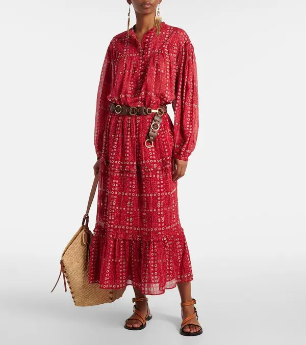 MARANT ETOILE Diya Printed Cotton Maxi Skirt - Red