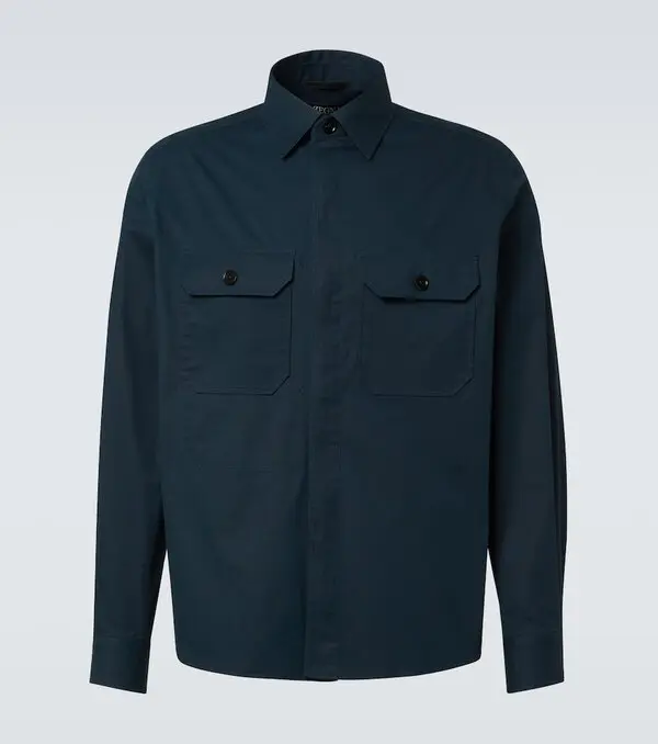 Zegna Cotton-blend Overshirt - Blue