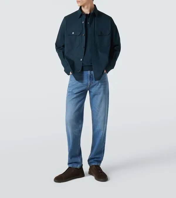 Zegna Cotton-blend Overshirt - Blue