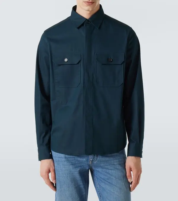 Zegna Cotton-blend Overshirt - Blue