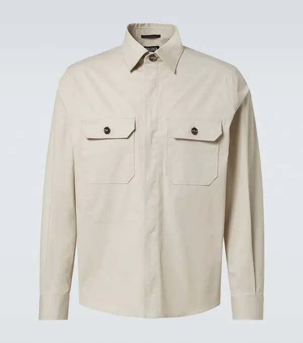 Zegna Cotton-blend Overshirt - White