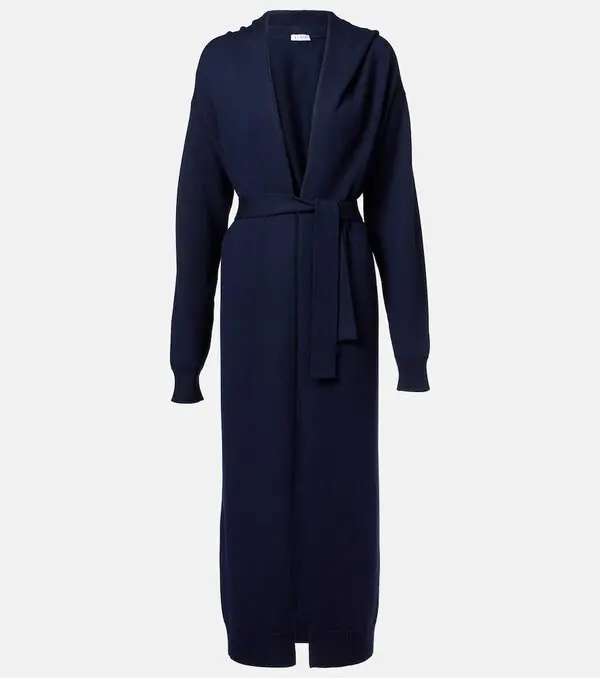 Alaïa Virgin Wool Hooded Cardigan - Blue