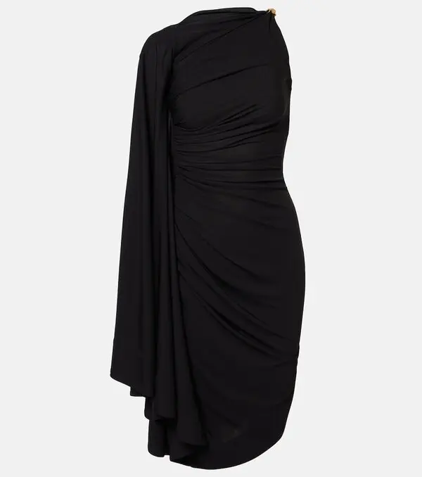 Bottega Veneta Embellished Draped Jersey Midi Dress - Black