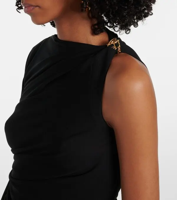 Bottega Veneta Embellished Draped Midi Dress - Black