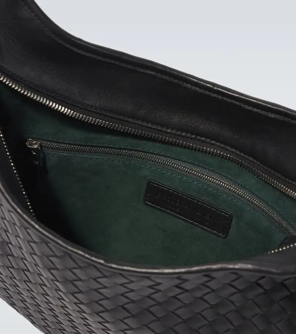 Bottega Veneta Intrecciato Leather Messenger Bag - Black