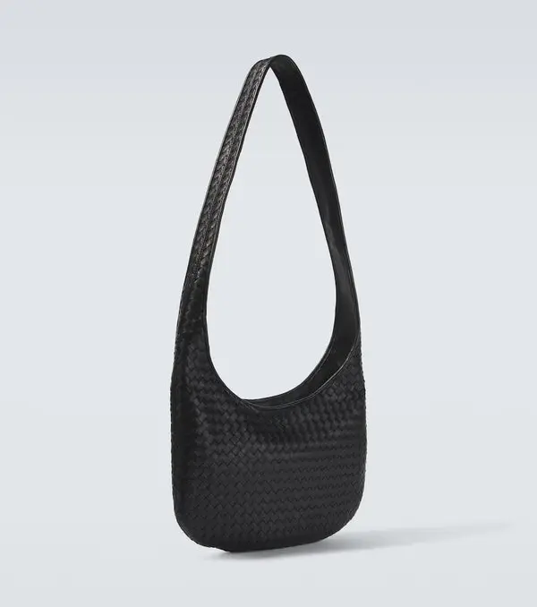 Bottega Veneta Intrecciato Leather Messenger Bag - Black