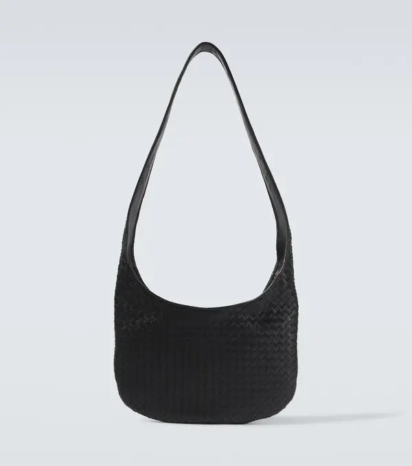 Bottega Veneta Intrecciato Leather Messenger Bag - Black