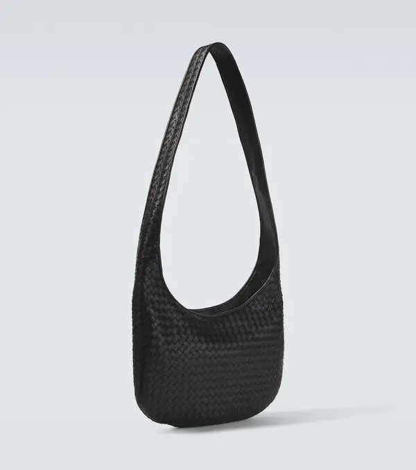 Bottega Veneta Intrecciato Leather Messenger Bag - Black