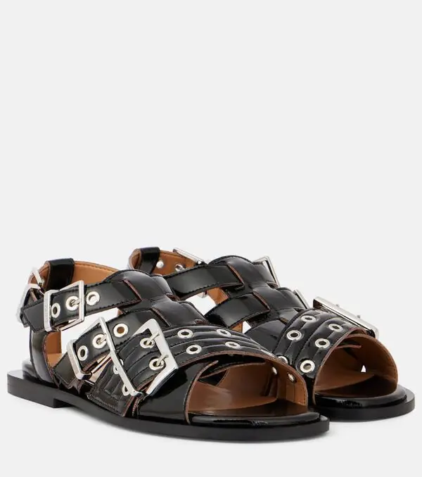 GANNI Buckle-detail Sandals - Black