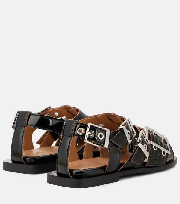 GANNI Buckle-detail Sandals - Black