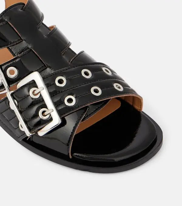 GANNI Buckle-detail Sandals - Black