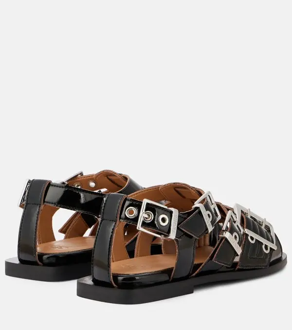GANNI Buckle-detail Sandals - Black