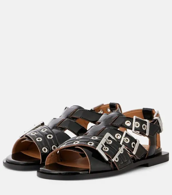 GANNI Buckle-detail Sandals - Black