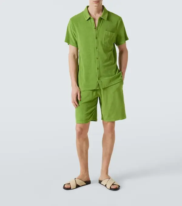 Vilebrequin Cotton-blend Terry Bermuda Shorts - Green
