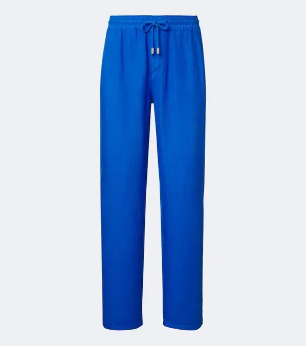 Vilebrequin Linen Wide-leg Pants - Blue