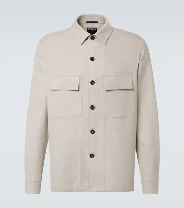 Zegna Linen, Wool, And Silk-blend Overshirt - Brown