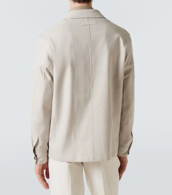 Zegna Linen, Wool, And Silk-blend Overshirt - Brown