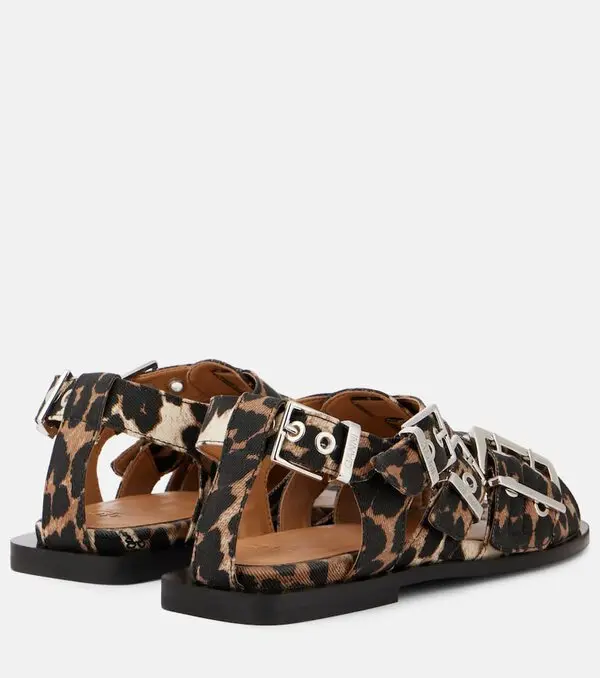 GANNI Leopard-print Buckled Sandals