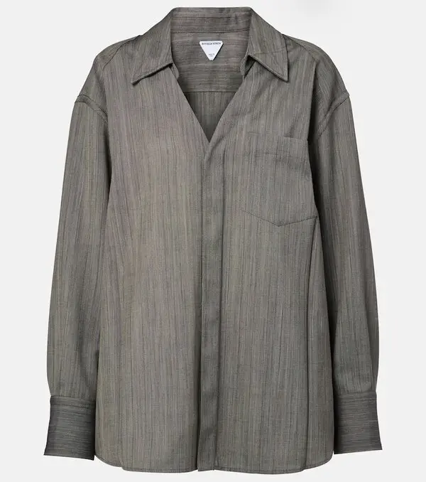 Bottega Veneta Embellished Striped Wool Shirt