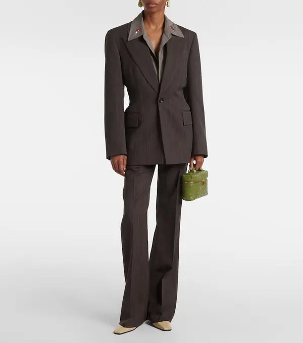 Bottega Veneta Embellished Striped Wool Shirt