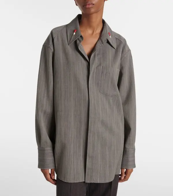 Bottega Veneta Embellished Striped Wool Shirt
