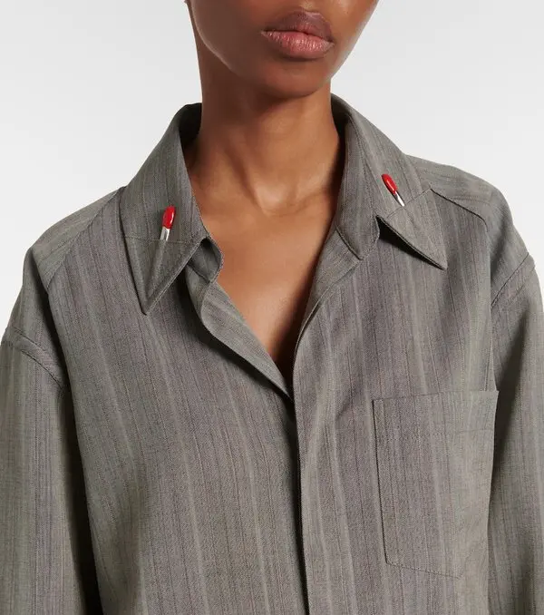 Bottega Veneta Embellished Striped Wool Shirt