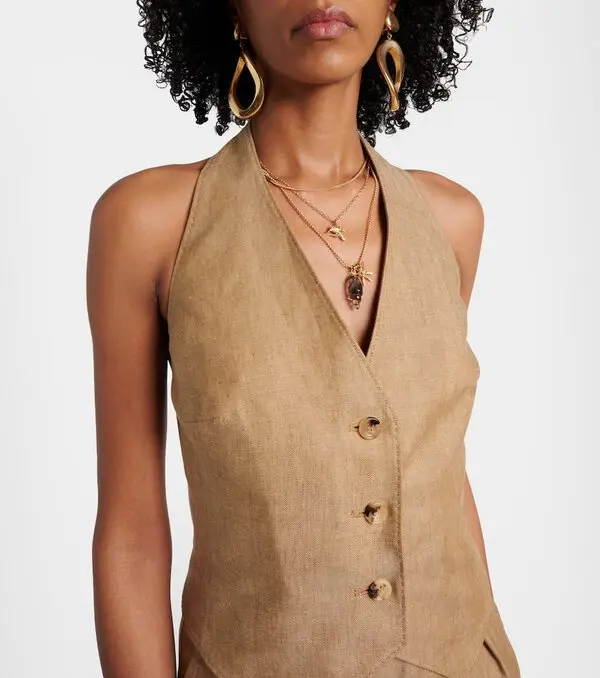 Max Mara Sauro Open-back Linen Vest