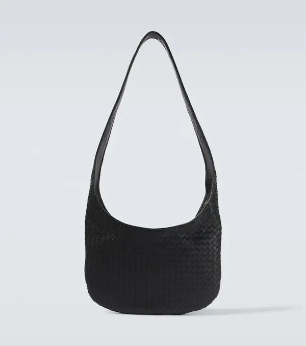 Bottega Veneta Intrecciato Leather Messenger Bag - Black